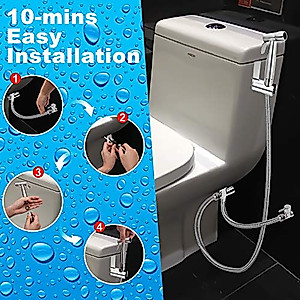 H.E Home Bidet Sprayer for Toilet a Perfect Cloth Diaper Sprayer Easy to Install and Leak Proof Hose with Complete Jet Spray Kit. High Pressure Toilet Sprayer