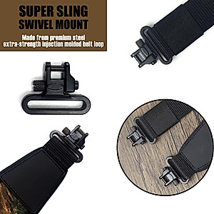 HUNTPAL 2 Point Gun Sling for Rifle Shotgun Crossbow, Hunting Gun Sling with Swivels, Quick Length Adjustment Metal Slider and Thumb Hole, Comfortable Neoprene Padded Shoulder Strap Gun Strap