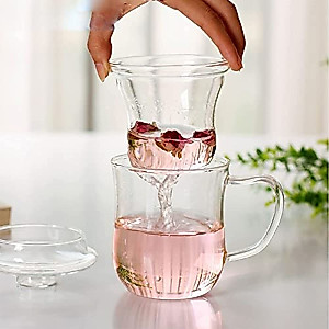 400ml Thickened Glass Tea Mug with Lid and Infuser, Transparent Heat-resistant High Borosilicate Glass Flower Tea Cup Office Milk Cups Coffee Mugs (400ml)