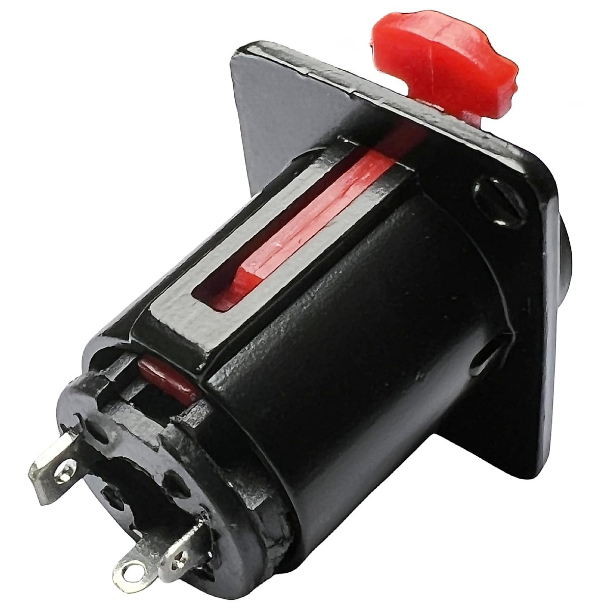 CESS Black 1/4" Jacks TS and TRS Panel Mount Jack Locking Style D Series Size - 1/4 Inch Female Stereo and Mono/TRS and TS Audio Socket - 6.35mm Stereo and Mono Socket (4 Pack)