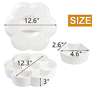 ZOOFOX Divided Serving Dish with Lid, Melamine Appetizer Tray with 7 Removable Compartment, Snacks Bowls for Chips and Dip, Veggies, Candy and Nut
