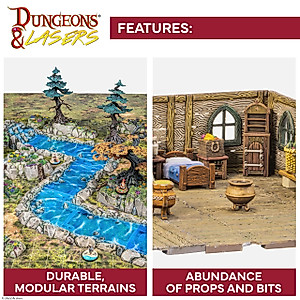 Dungeons & Lasers Townsfolk Miniature Pack - 62 NPC DND Miniatures with Scenic Bases - Use for D&D Miniatures and 5E Compatible Tabletop RPG Games - 28MM Unpainted and Unassembled - for 14 Years +