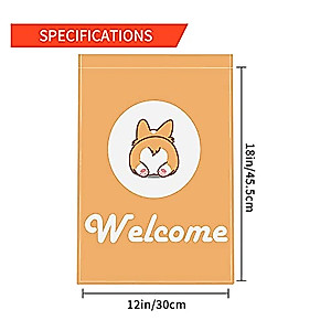 Moslion Welcome Corgi Garden Flags Double Sided Cute Animal Dog Pug Puppy Ass Yard Flag 12.5x18 Inch Burlap Banners Home Decorative Outdoor Villa