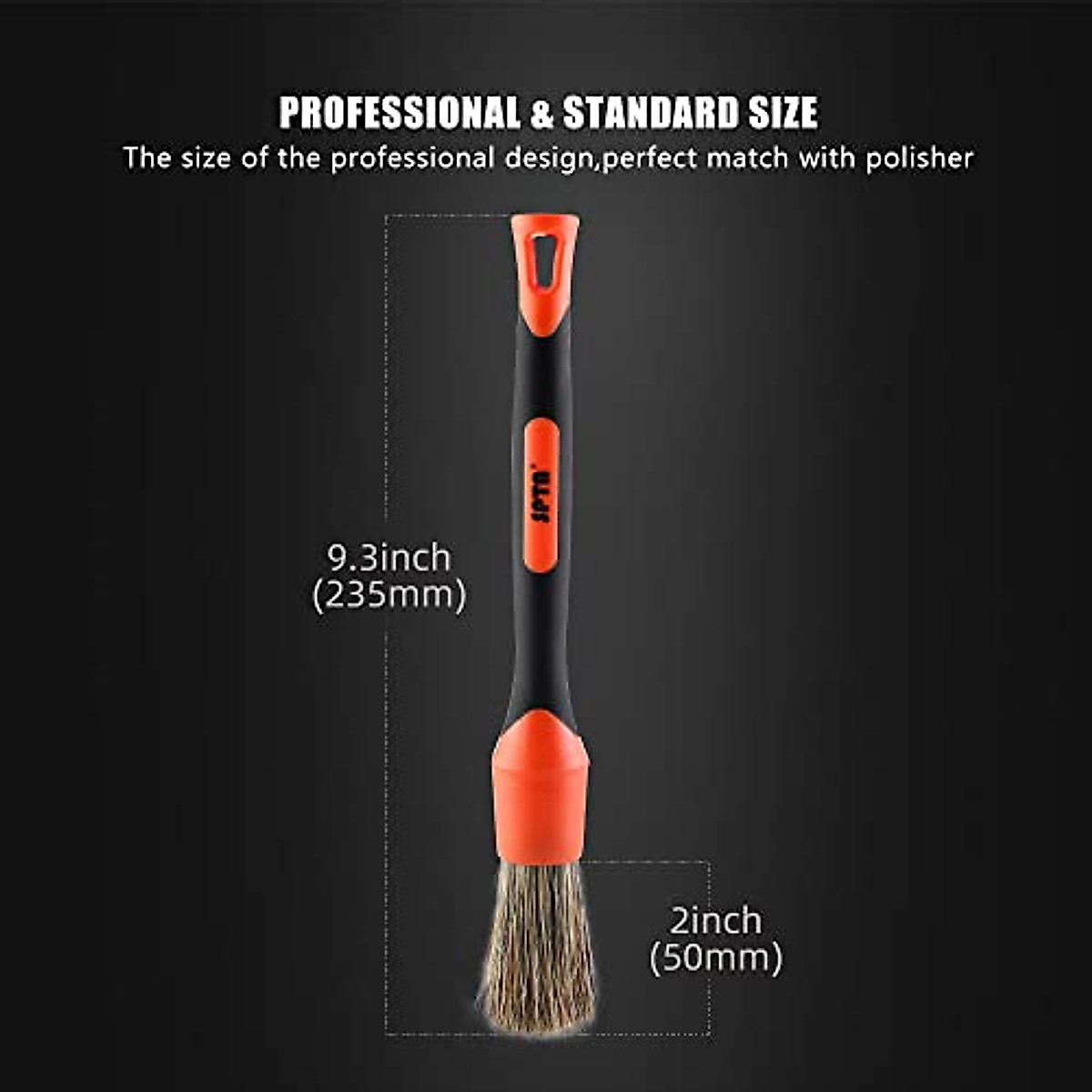 SPTA Car Detailing Brush Set, 5 Pack Soft Boar Hair Auto Detail Brush Kit with Elbow for Automotive Elegant Surface Interior Exterior Dashboard Emblems Panels Engine Bay Wheels Air Vent Seat Leather