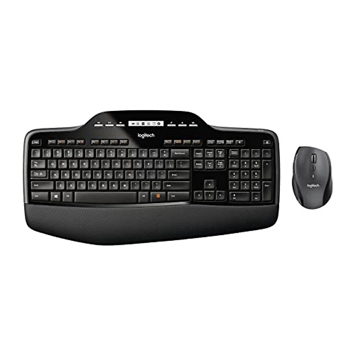 Logitech MK710-RB Desktop Wireless Keyboard/Mouse Combo, Hyper-Fast Scrolling Wireless Mouse USB, Keyboard with LCD Dashboard, Long Battery Life, Black (Renewed)