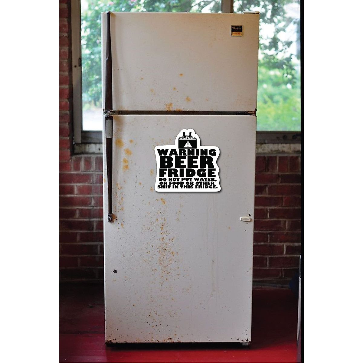 Warning Beer Fridge Magnet. Do not Place Food or Other Contaminants in This Fridge. Measures 5 x6 inches. |PM888|