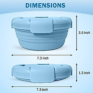 GISHO Collapsible Bowl, Collapsible Silicone Bowl With Lids, Ideal for Camping & Hiking, Picnic, RV, Travel, Dishwasher & Microwave Safe 36oz (Lemonade Pink)