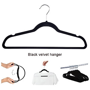 Quality First - Smartfinite Premium Velvet Hangers - Non Slip, Durable, Space Saving Hangers for Closet w/ 360 Degree Chrome Swivel Hook - Coat Hanger- 50 Pack(Black)