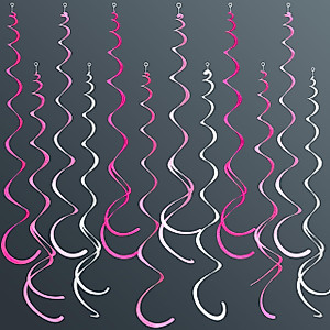 36 Pcs Hot Pink Hanging Swirl Decorations Ombre Pink White Felt Swirl Streamer Spiral Ceiling Decoration Garland for Birthday Bachelorette Wedding Bridal Shower Engagement Pink Girl Hen Party Supplies