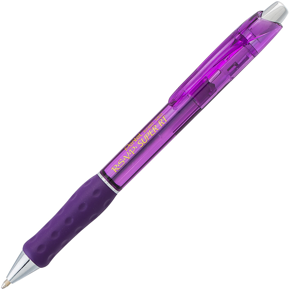 Pentel RSVP Super RT Ballpoint Pen, (1.0mm) Medium Line, Violet Ink, 2-Pk - BX480BP2V
