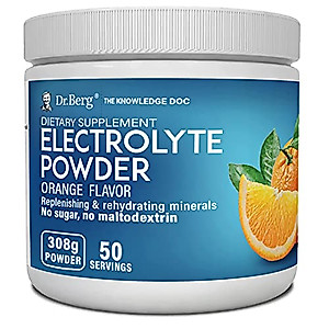 Dr. Berg Hydration Keto Electrolyte Powder - Enhanced w/ 1,000mg of Potassium & Real Pink Himalayan Salt (NOT Table Salt) - Orange Flavor Hydration Drink Mix Supplement - 50 Servings