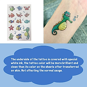 200 PCS Ocean Theme Temporary Tattoos for Kids, Beach Pool Under Sea Decorations Birthday Party Supplies Favors, Fake Tattoos Stickers With Mermaid Shark Tropical Fish Whale for Boys and Girls