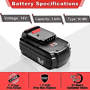 VANTTECH 2Pack PC18B 18V 3.6Ah Ni-Mh Replacement Battery for Porter Cable 18V Battery PC188 PC18B-2 PC18BLEX PCC489N PCMVC PCXMVC Compatible with Porter Cable 18V Cordless Power Tools