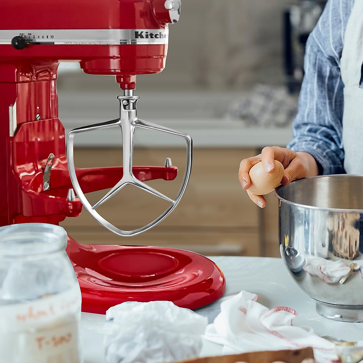 Gdrtwwh Stainless Steel Flat Beater Attachment for KitchenAid 7 Quart Bowl Lift Stand Mixer,Replacement Parts Bread Hook, Dishwasher Safe(Replace KA7QCFB)