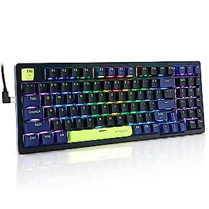 E-YOOSO Z-94 Mechanical Gaming Keyboard Rainbow Backlit, 94 Key Gaming Keyboard for Office and Games (Red Switch)