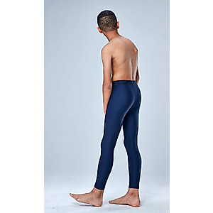 DEVOPS 2 Pack Youth & Boys Thermal Compression Baselayer Sport Tights Fleece Lined Pants (Medium, (Non-Fly) Black/Navy)