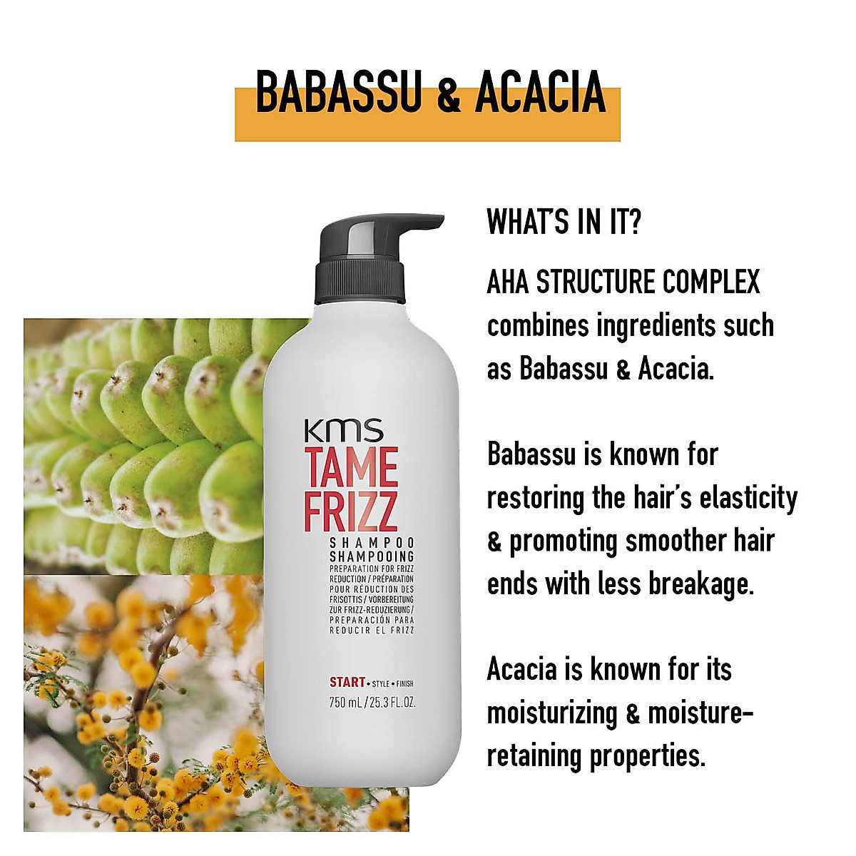 KMS Tamefrizz Shampoo, 25.3 Ounce