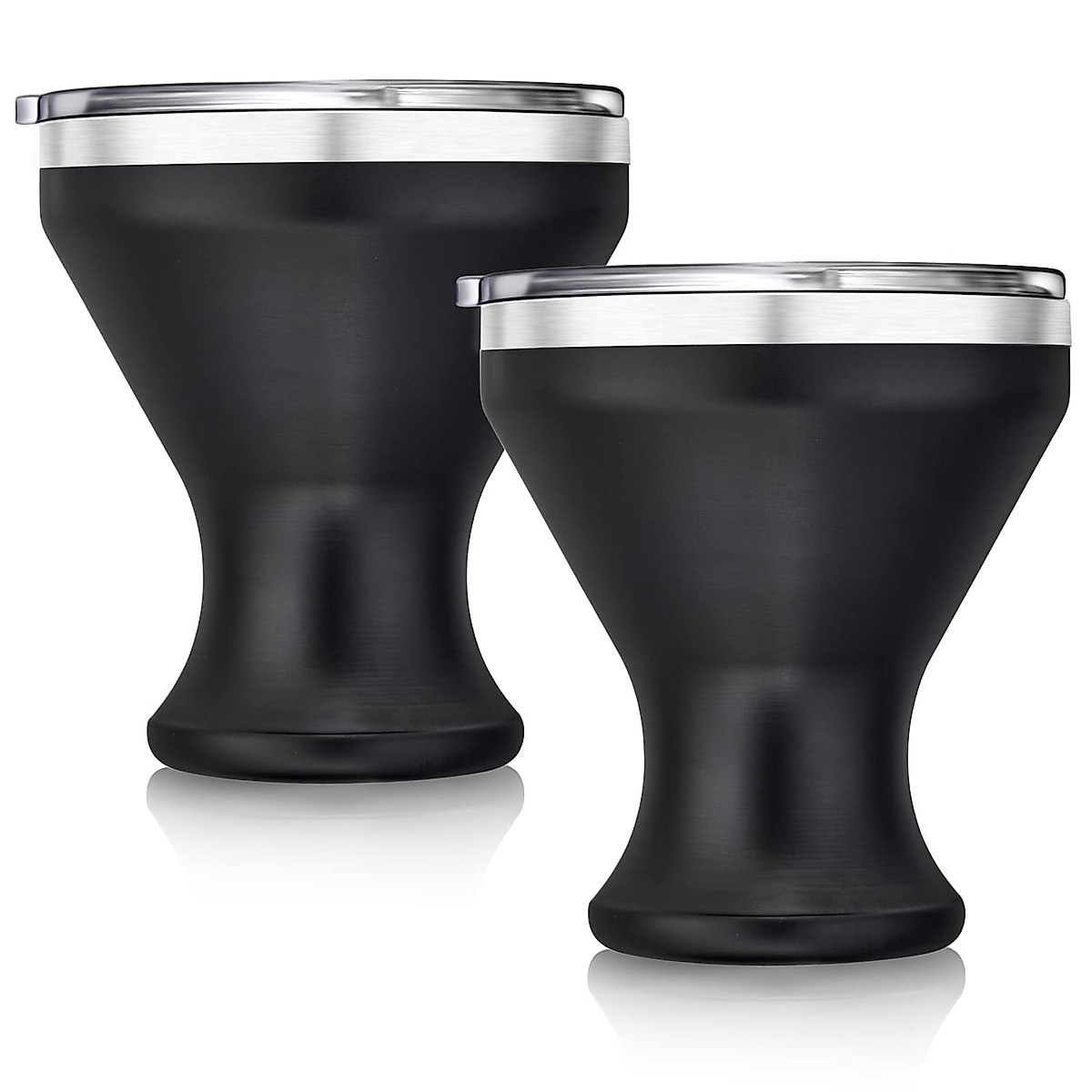 JILLMO Martini Glasses, Insulated Margarita Glasses, Set of 2, Black