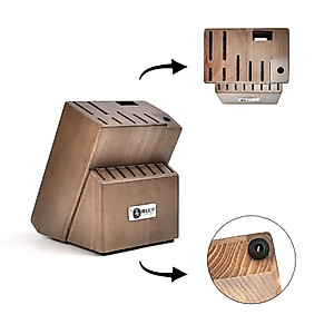 BILL.F Kitchen Knife Set,18 Pieces Stainless Steel Sharp Kitchen Knife Block Sets With Sharpener Includes Serrated Steak Knives Set,Chef Knives,Bread Knife, Scissor,Wooden Block,All in One Knife Set