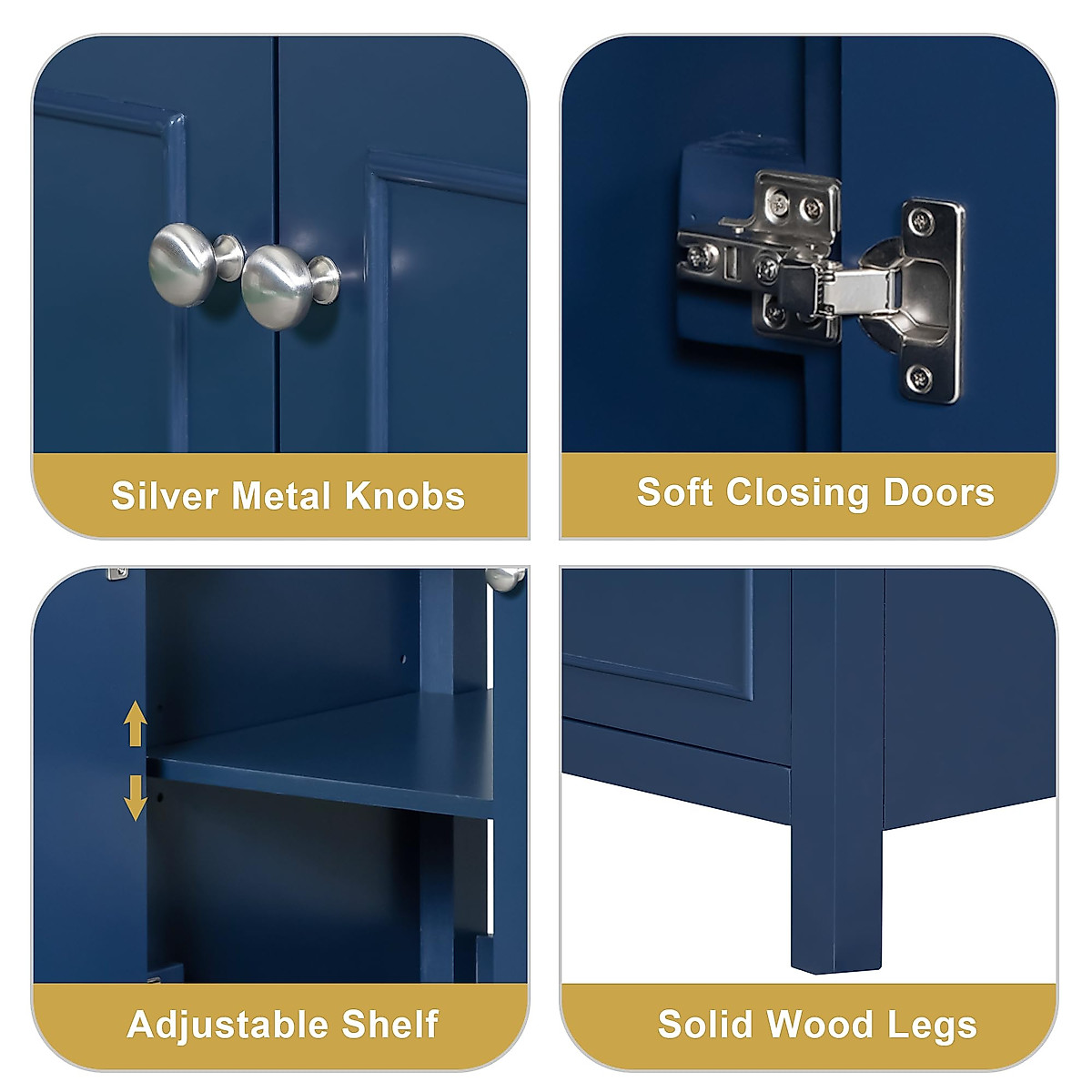 QuixotYDDZ 30" Bathroom Vanity Base Only Without Sink, Bathroom Vanity Cabinet White Bathroom Storage Cabinet with 2 Close Doors and Adjustable Shelf, Solid Wood Frame and MDF Board, Blue