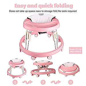 The Foldable Baby Walker, Suitable for 66-80cm Height Wheeled Baby boy and Girl Walker, Mute Anti-Rollover Baby Walker, Avoid Bicycle Rollover, Foldable Baby Chair