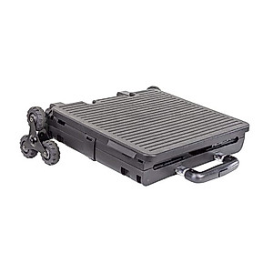 dbest products Quik Cart Elite Stair Climber Wheeled Rolling Crate Teacher Utility With seat Heavy Duty Collapsible Basket With Handle, Black