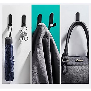 Bathroom Towel Hooks,Coat Hooks Wall Mounted,Over Door Hooks Without Drilling,Aluminum Robe Hooks-Black .（5 Pack）