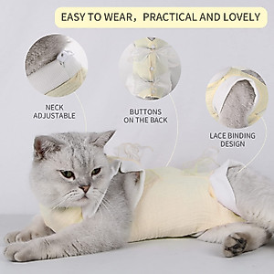 WZ PET Cat Surgery Recovery Suit,Soft Recovery Suit for Cats After Surgery Wear,Professional Cat Recovery Suit Female(Yellow,S)