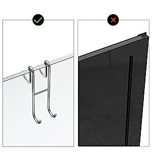 Over Shower Glass Door Hook, 2 Pack Silver 304 Stainless Steel Extended Shower Door Hooks, Bathroom Frameless Drilling-Free Hanger, Double Side Towel Hooks, for Bathing Suits, Robe, Loofah, Shaver