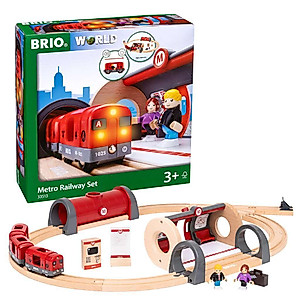 Brio - 33513 Metro Railway Set | Dynamic 20 Piece Wooden Train Set with Interactive Accessories | Perfect for Kids Ages 3 and Up | Fosters Creativity and Motor Skills
