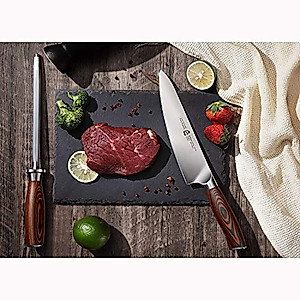 TUO Chef Knife Kitchen Knives, 8 inch Chef’s Knife Ultra Sharp, High Carbon Super Steel Cutlery, Full Tang Handle, Fiery Phoenix Series