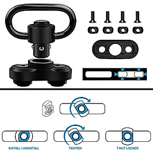 Bontok Sling Swiels Mount Set, 1.25 Inch Sling Mount Mloc Attachments Set (Black)