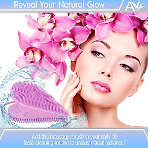 Avilana Silicone Face Scrubber- Dual Sided Manual Facial Cleansing Brush -Face Scrubber and Exfoliator- Deep Cleansing for All Skin Type (Lavender)