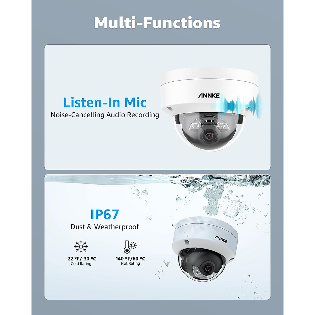 ANNKE 4K PoE Security Camera System with Audio, 12MP H.265+ NVR with 2TB HDD, 4x8MP Ultra HD IP Dome Cam, AI Smart Detection, 100ft Night Vision, IP67 Waterproof&IK08 VandalProof, Remote Access