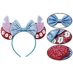 TUTKIMUS Mouse Ears for Women, Classic Sequin Headbands Suitable Amusement Park Trips Cosplay Costume Princess Decoration Party Favors