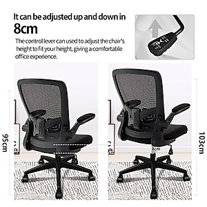 FelixKing Office Chair, Home Desk Chair with Lumbar Support Adjustable Height and Swivel Gaming Computer Chair with Flip up Armrests for Meeting Room (Black)