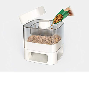 ANROD Dog Food Dispenser Container Toy with Button,Feeder Treat Dispensing Dogs Toys to Slow Eating for Indoor Small/Large Breed IQ Pet Interactive Playing (White)