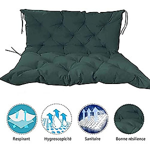 Waterproof Bench Cushion with Backrest, 2 or 3 Seat Swing Replacement Cushions Overstuffed for Garden Patio Swing Outdoor Bench Cushions