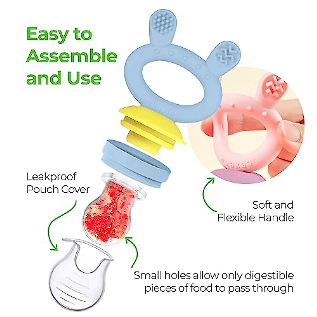 Haakaa Silicone Fresh Food Feeder with Silicone Pouch Cover 1 PK BPA Free (Olive Green)