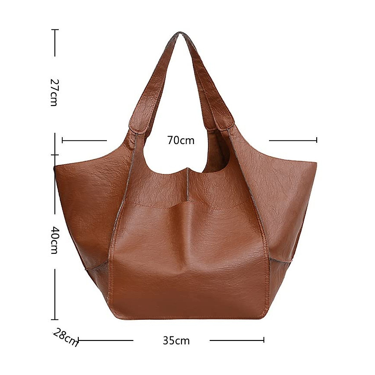 ZOSIVEB Large Tote Handbag, PU Leather Satchel Tote Shoulder Bags Purse Soft Crossbody Oversized Travel Tote Bag (Khaki)
