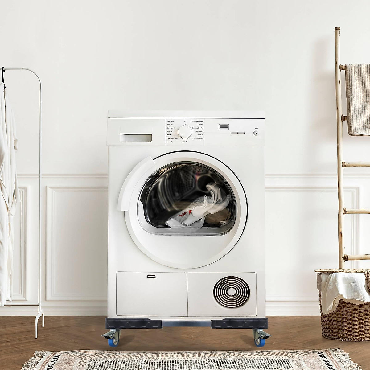 Mini Fridge Stand Furniture Dolly Adjustable Refrigerator Roller Stand. Appliance Dolly Cart with 2 Locking Swivel Wheels. Black Small Washing Machine Dryer Stand.