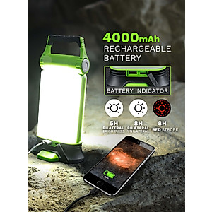 Favourlite Camping Lantern, 1500LM 2COB Rechargeable Lantern 180° Rotatable Camping Light with 4000 Capacity Phone Charger Waterproof Portable LED Lantern for Emergency Power Outages Hiking