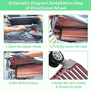 Luggage Wheels Replacement, 1 Pair Suitcase Wheels Replacement,Mute Swivel Replacement Wheels for Luggage,Spinner Luggage Replacement Wheels with 10 Screws Suitcase Accessory Wheel Width 1.2cm/0.5in