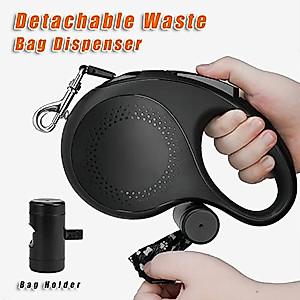 26 FT Retractable Dog Leash, EC.TEAK Retractable Leash with Dispenser and 3 Pieces Poop Bags for Medium/Large Breed Up to 110 LBS, Black Large