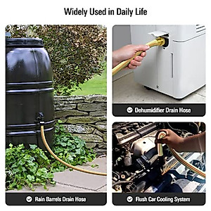 Solution4Patio Homes Garden Short Hose 3/4 in. x 3 ft. Yellow Lead-in Hose Solid Brass Fittings for Water Softener, Dehumidifier