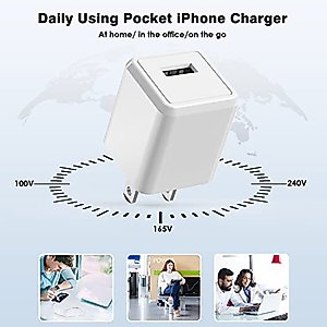 iPhone Charger [Apple MFi Certified] 2 Pack Apple iPhone Charging Lightning Cable Data Sync Cord with USB Wall Charger Block Box Travel Plug Adapter for iPhone 14/13/Pro/Max/XR/X/Xs/Max/8/Plus/AirPod