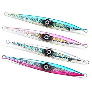 Funmaker 40g-620g Fishing Saltwater jigs Speed Jigging Slow Jigging Pitching Lures Vertical Jigging Artificial Lures Vertical Jigs Saltwater Artificial Bait (Laser powder blue,300g)