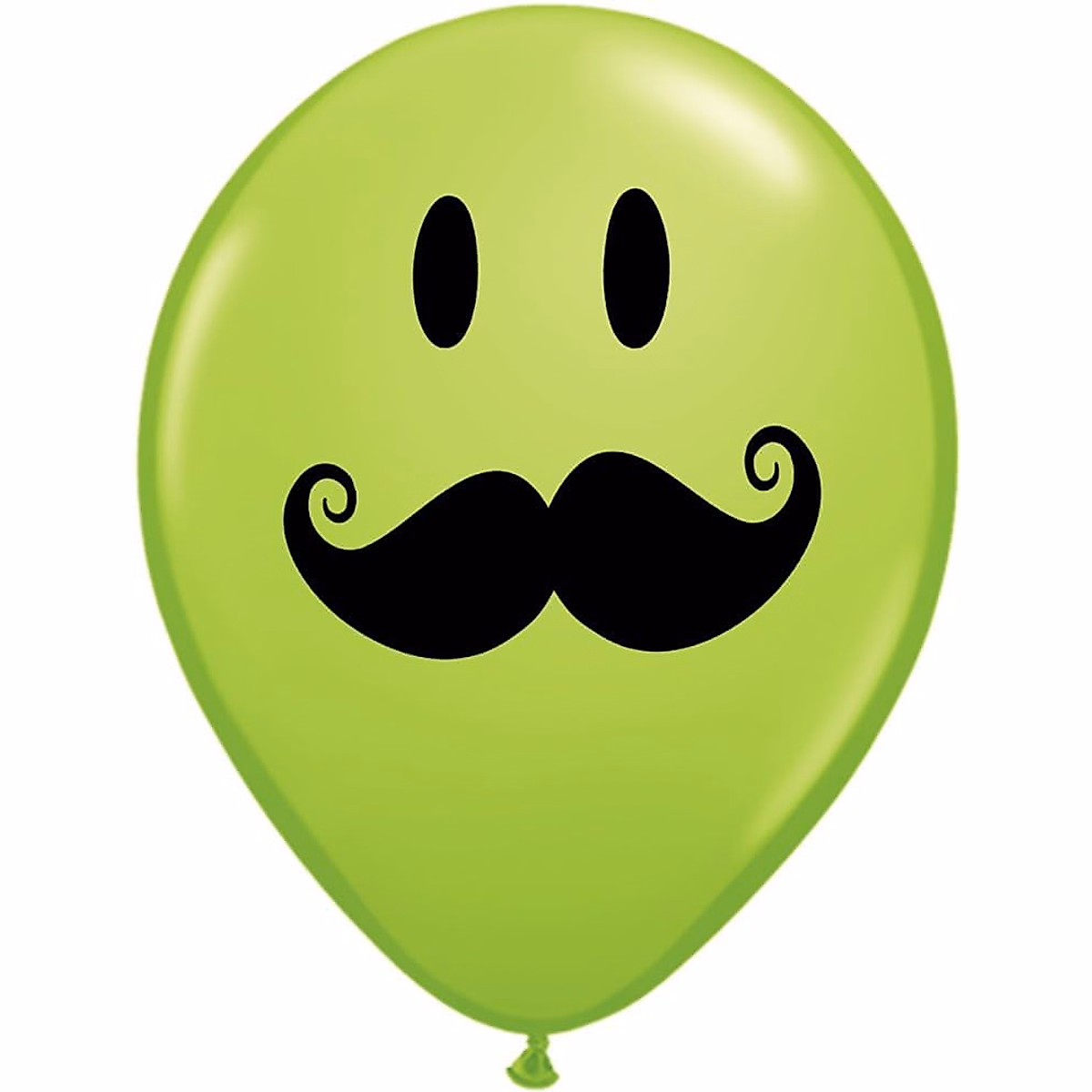 10 Pack 11" Smile Mustache Latex Balloons with Matching Black Ribbons Baby Shower Little Man Movember Barber Shop Tuxedo Party Decorations Green Blue Pink Orange