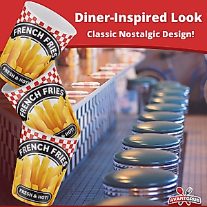 Durable Greaseproof Paper French Fries Cups 50 Pk. Handheld Size Sturdy Red Checkered Fry Containers Hold 12oz of Food! Great for Movie Nights, Party Meals, Carnival Snacks and Food Trucks!