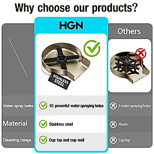 HGN Stainless Steel Glass Rinser for Kitchen Sinks,Bottles Washer For Bar, Kitchen Sink Faucet Cup Rinser,Kitchen Sink Accessories, Brushed Gold